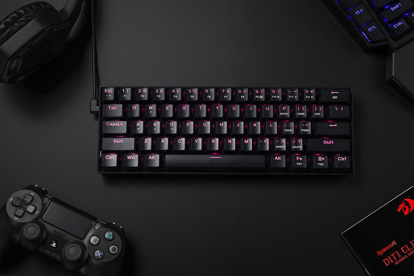 DRAGON BORN K630 - 60% Wired Mechanical Keyboard Pink LED (Brown Switc