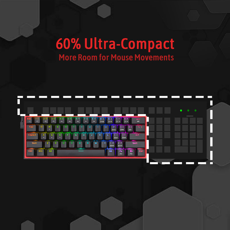 Fizz K617 - 60% Wired Mechanical Keyboard Black (Red Switches)